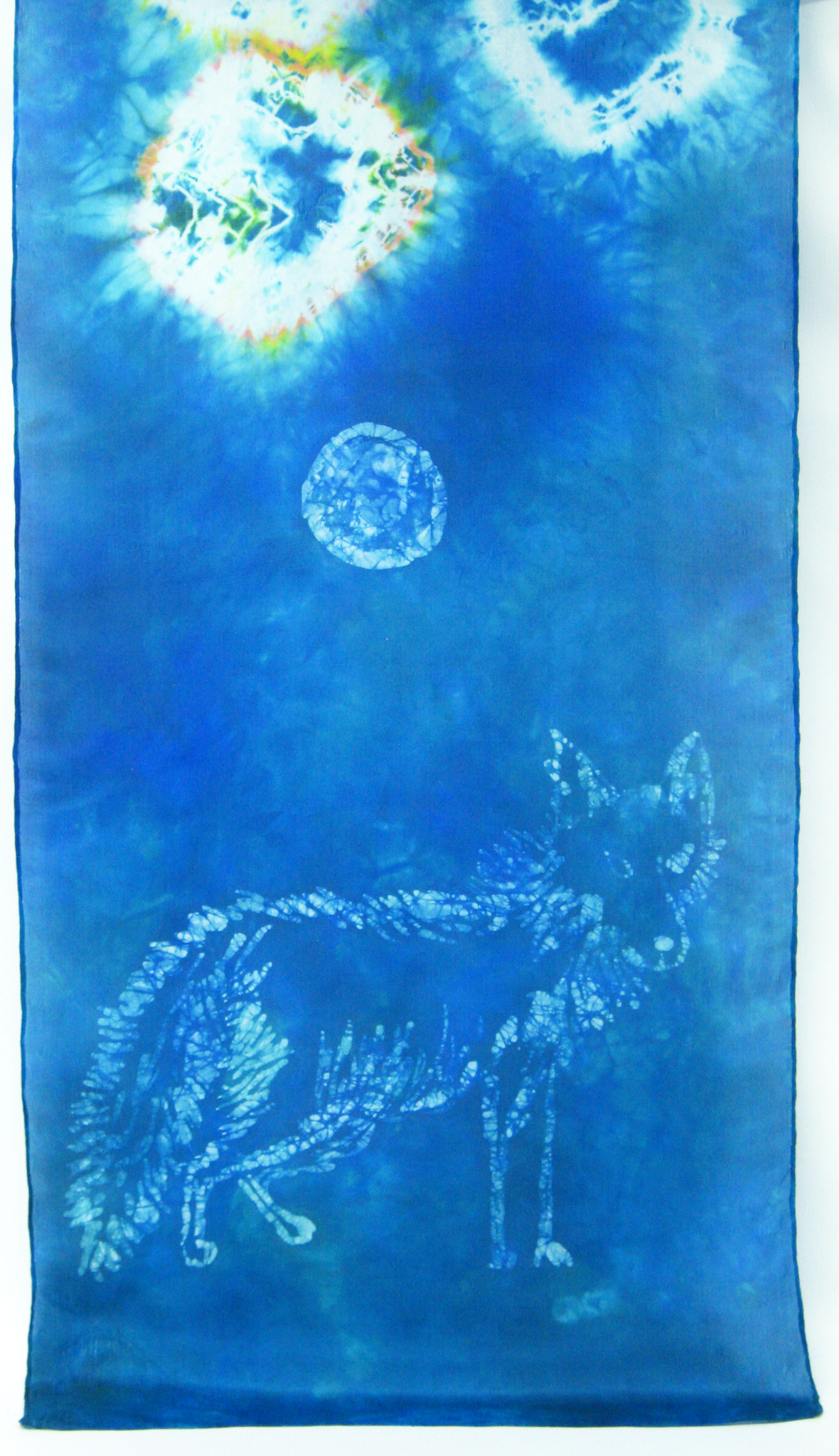 A Silk Scarf Light Weight The Moonlight Indigo Fox – Louise Loughman Artist