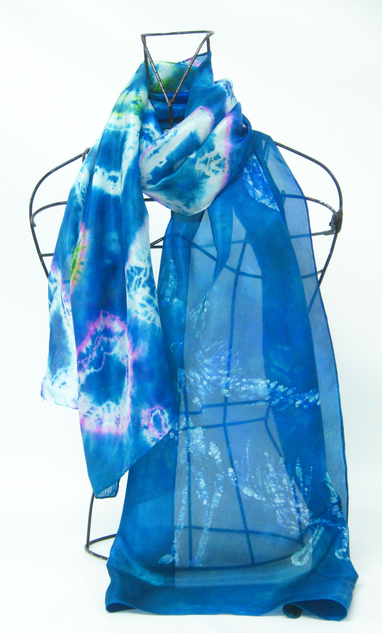 A Silk Scarf Light Weight The Moonlight Indigo Fox – Louise Loughman Artist